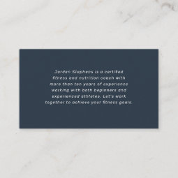Modern fitness trainer coach slate blue business card | Zazzle