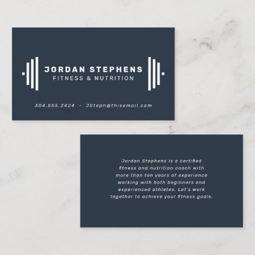 Modern fitness trainer coach slate blue business card | Zazzle