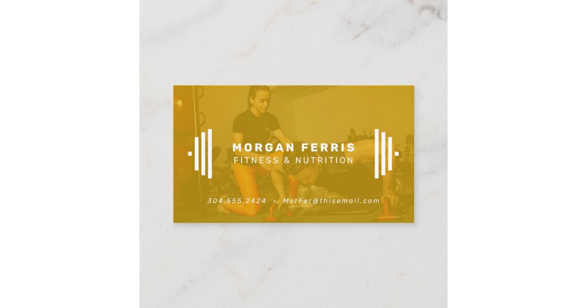 Modern fitness trainer photo business card | Zazzle