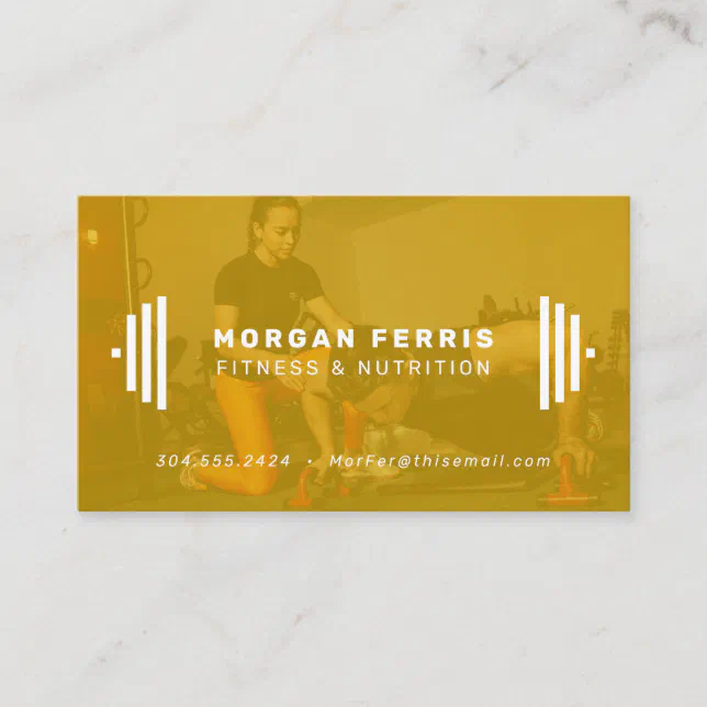 Modern fitness trainer photo business card | Zazzle