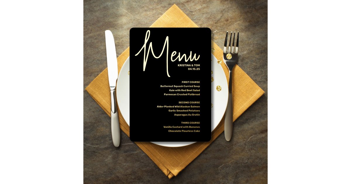 Modern Flair Menu Foil Invitation | Zazzle