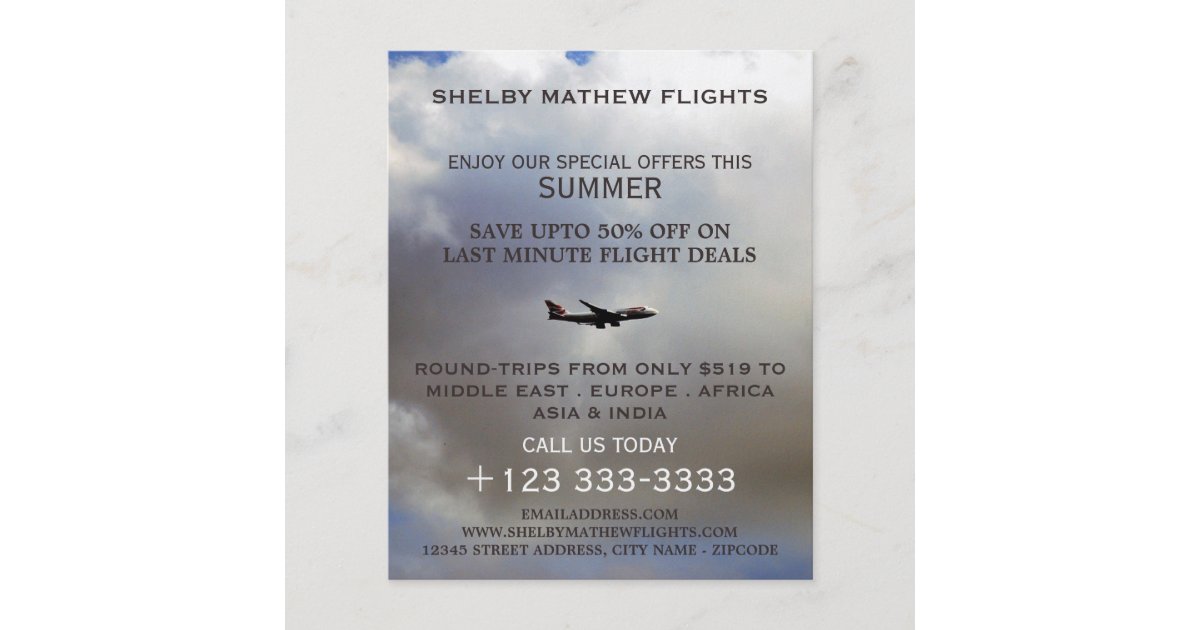 Modern Flight, Airline Advertising Flyer | Zazzle