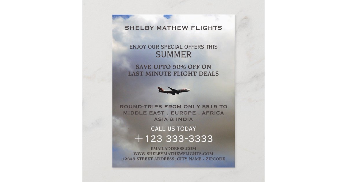 Modern Flight, Airline Advertising Flyer | Zazzle