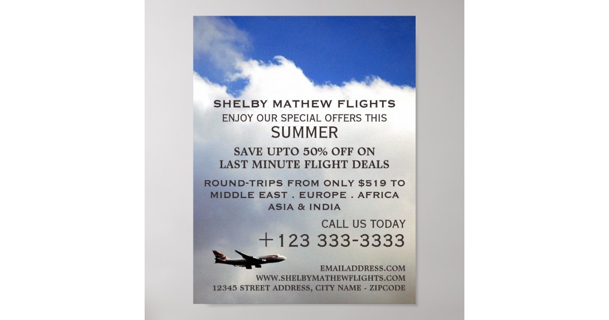 Modern Flight, Airline Advertising Poster | Zazzle
