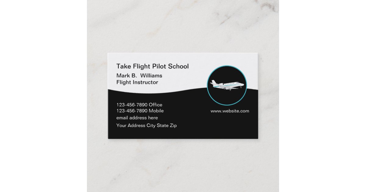 Modern Flight School Pilot Business Cards | Zazzle