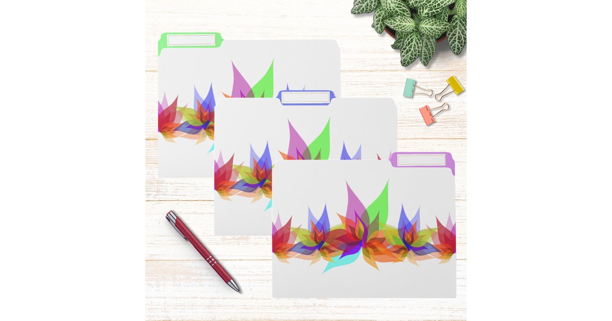 Modern Floral Abstract Colorful Custom File Folder | Zazzle
