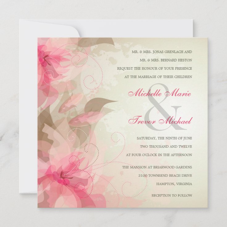 Modern Floral Abstract Wedding Invitations | Zazzle