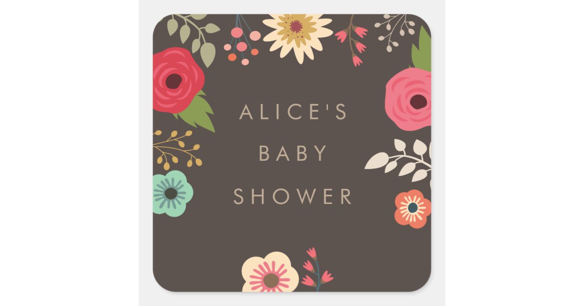 MODERN FLORAL BABY SHOWER STICKERS | Zazzle