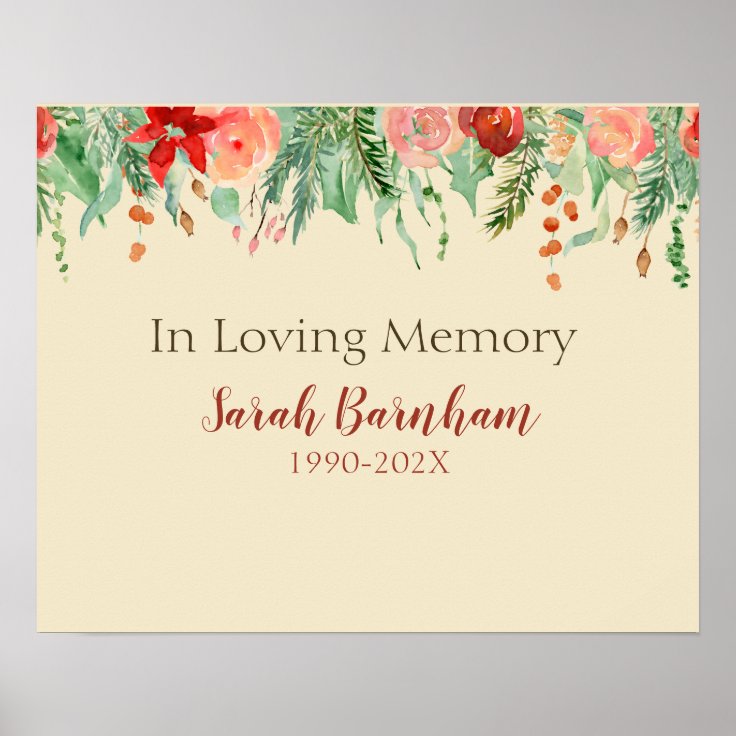 Modern Floral Border Personalized Memorial Print | Zazzle