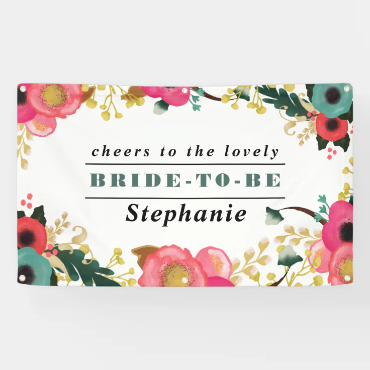 Modern Floral Design Large Bridal Shower Banner | Zazzle
