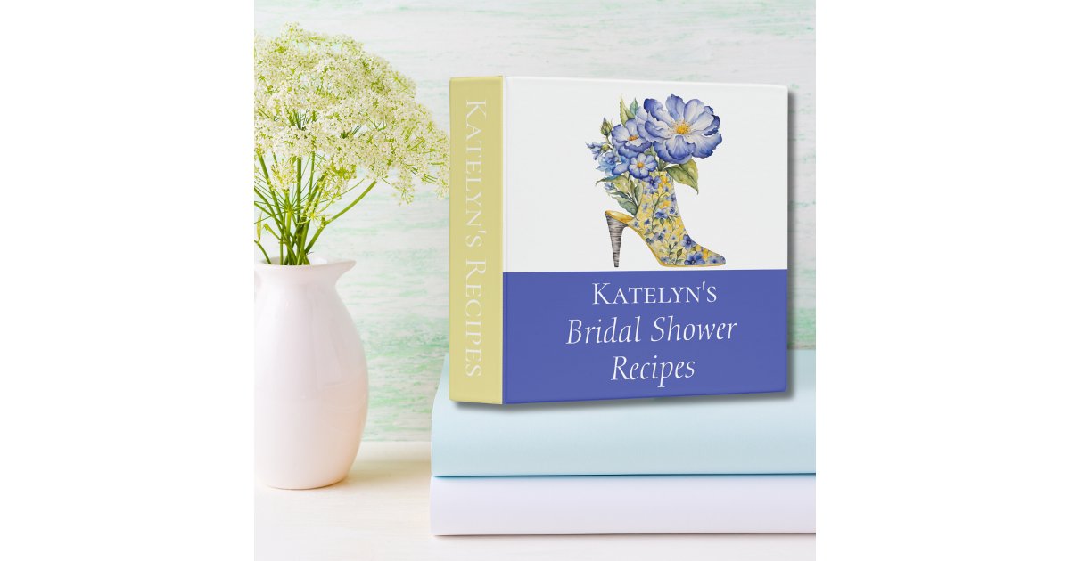 Modern Floral High-Heel Bridal Shower Recipe 3 Ring Binder | Zazzle