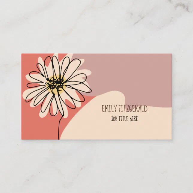 Modern Floral Illustration Shapes Pink Coral Girly Business Card | Zazzle