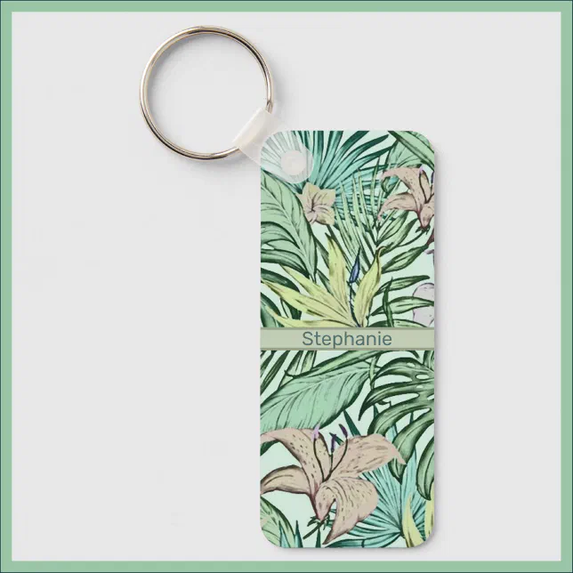 Modern Floral Keychain | Zazzle
