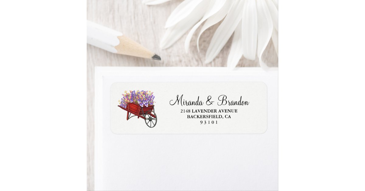 Modern Floral Lavender Wedding Address Label | Zazzle