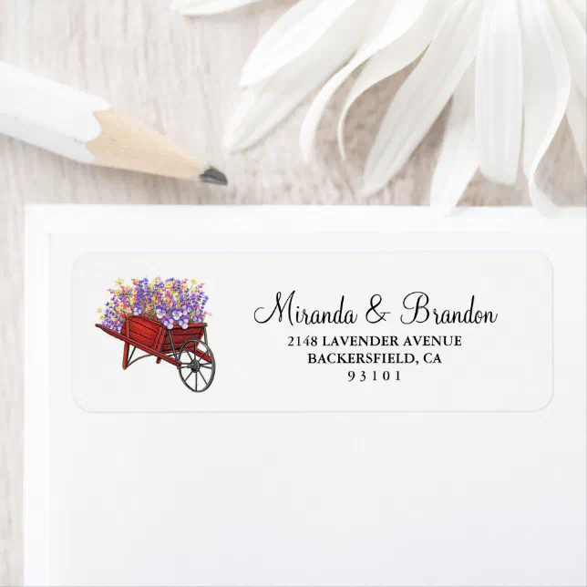 Modern Floral Lavender Wedding Address Label | Zazzle
