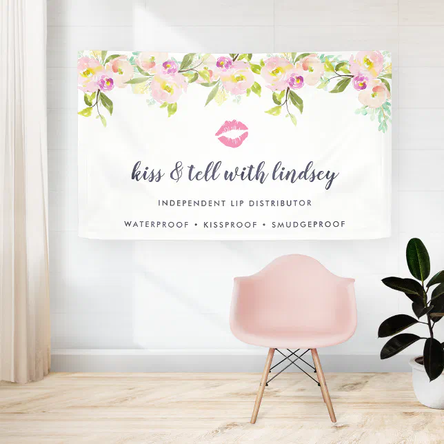 Modern Floral Lip Product Distributor Banner | Zazzle