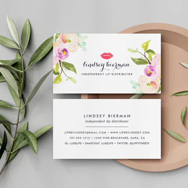 Modern Floral Lip Product Distributor Business Card | Zazzle