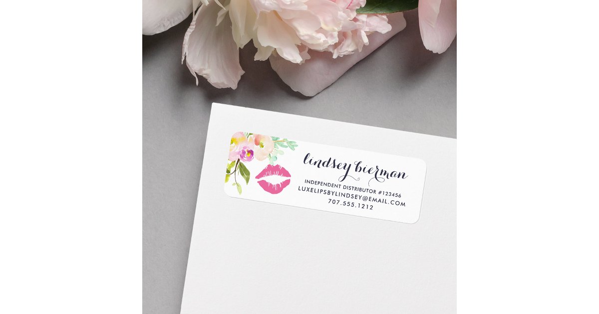 Modern Floral Lip Product Distributor Labels | Zazzle