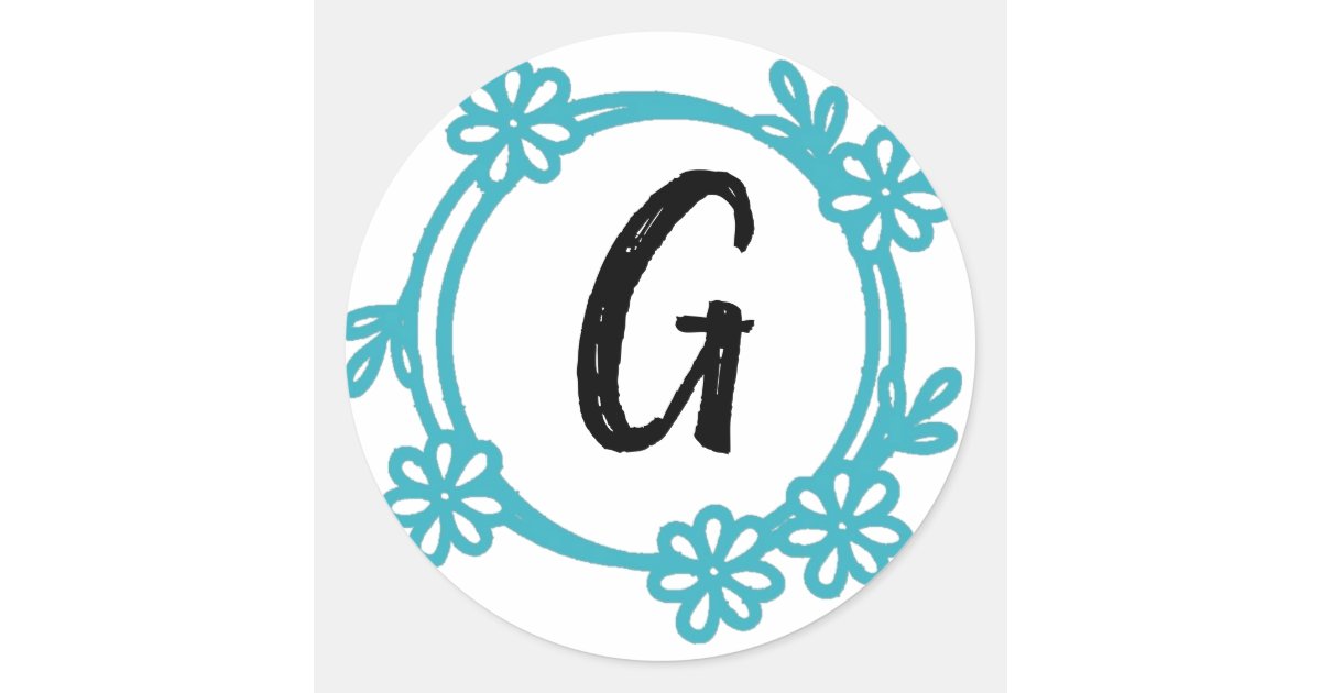 Modern Floral Monogram Design Classic Round Sticker | Zazzle