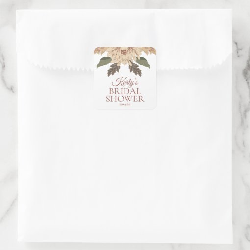 Modern Floral Motif Bridal Shower Thank You Square Sticker Zazzle