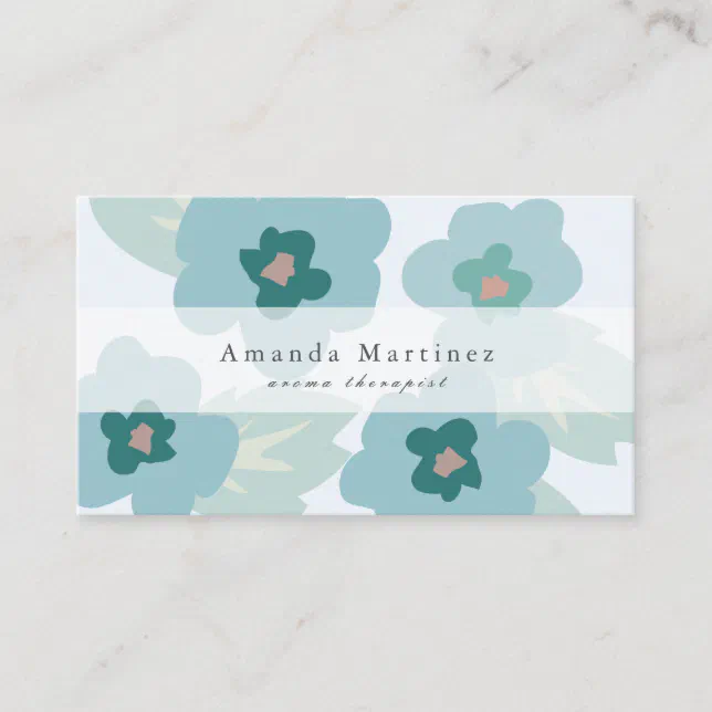Modern Floral Pattern Sky Blue Business Card | Zazzle