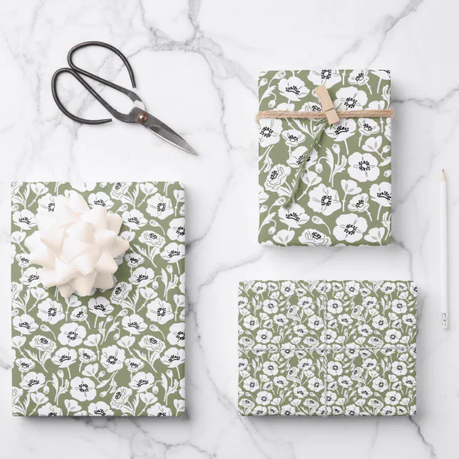 Modern Floral Pattern Wrapping Paper Sheets | Zazzle