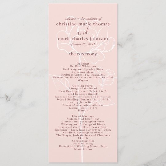 Modern Floral Pink Elegant Wedding Program | Zazzle.com
