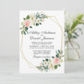 Modern Floral Pink Gold Geometric Frame Wedding Pk Invitation | Zazzle