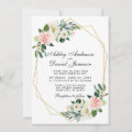 Modern Floral Pink Gold Geometric Frame Wedding Pk Invitation | Zazzle