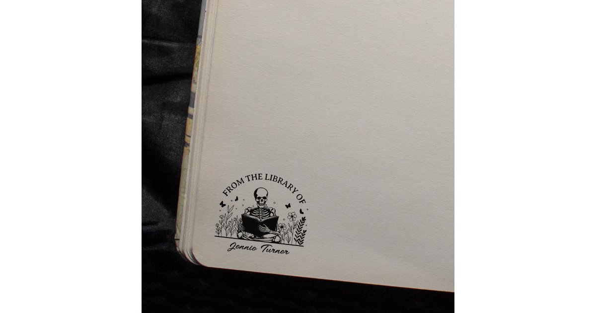 Modern Floral Skull Bookplate From the Library Of Rubber Stamp | Zazzle