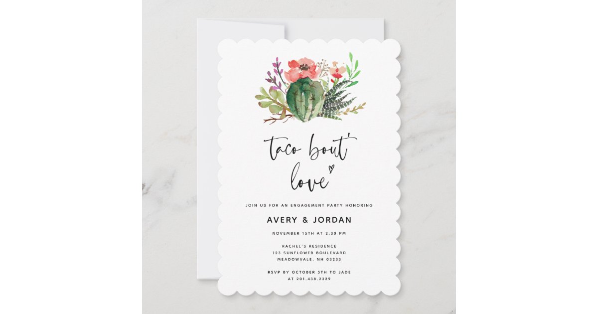 Modern Floral Taco Bout Love Engagement Party Invitation | Zazzle
