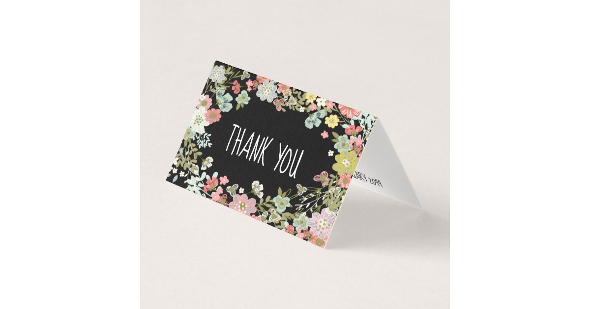 Modern Floral Thank You Wedding Tent Cards | Zazzle