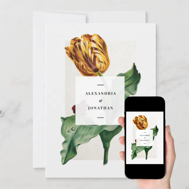 Modern Floral Tulip Wedding Invitation | Zazzle
