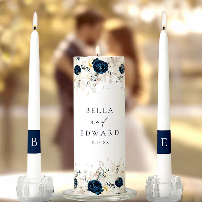 Modern Floral Unity Candle Set | Zazzle