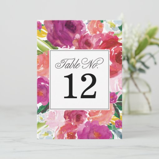 Modern Floral Watercolor Wedding Table Numbers | Zazzle
