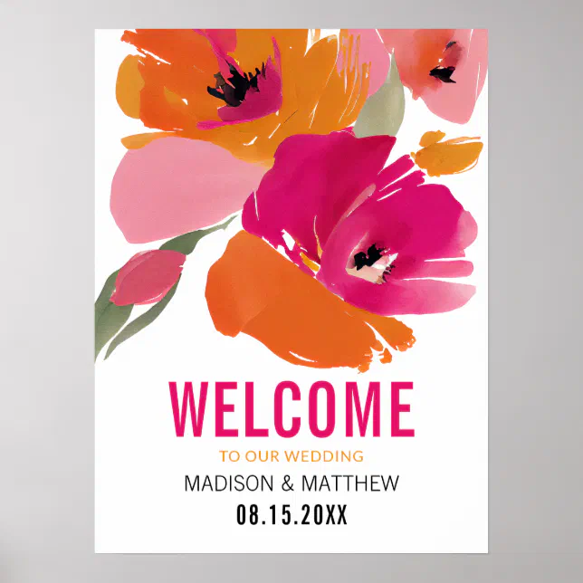 Modern Floral Wedding Digital Download Poster | Zazzle
