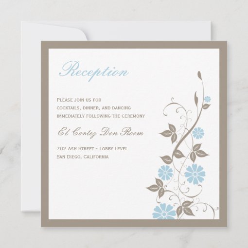 Modern Floral Wedding Invitation - Aqua Blue | Zazzle