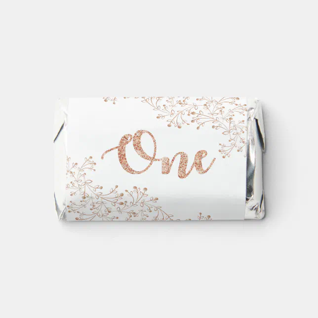 Modern Floral White & Rose Gold 1st Birthday Hershey's Miniatures | Zazzle