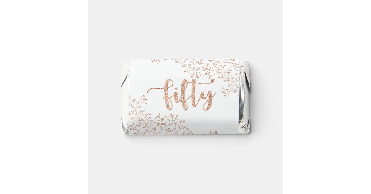 Modern Floral White & Rose Gold 50th Birthday Hershey's Miniatures | Zazzle
