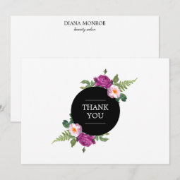 Modern Floral Wreath Thank You Note Card | Zazzle