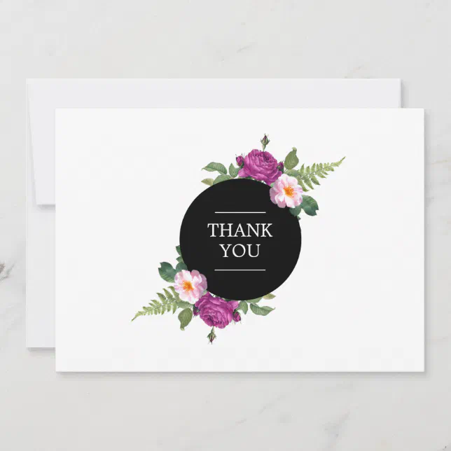 Modern Floral Wreath Thank You Note Card | Zazzle