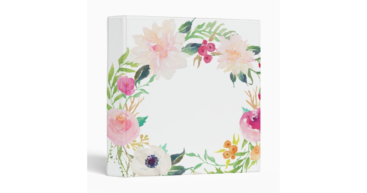 Modern Floral Wreath White Binder | Zazzle