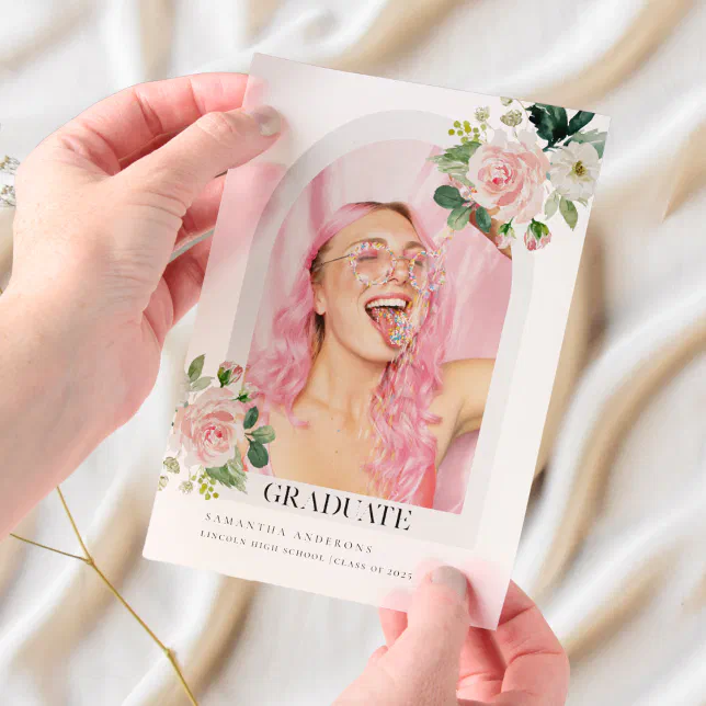 Modern Flower Graduation Vellum Invitation | Zazzle