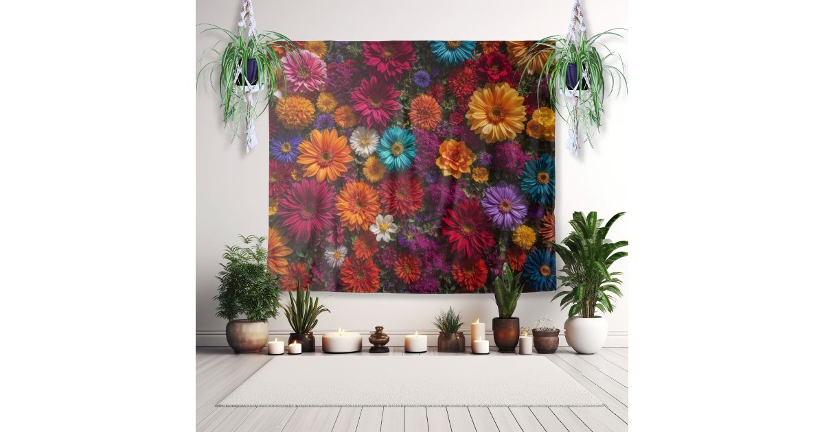Modern Flower Wall Tapestry Backdrop | Zazzle