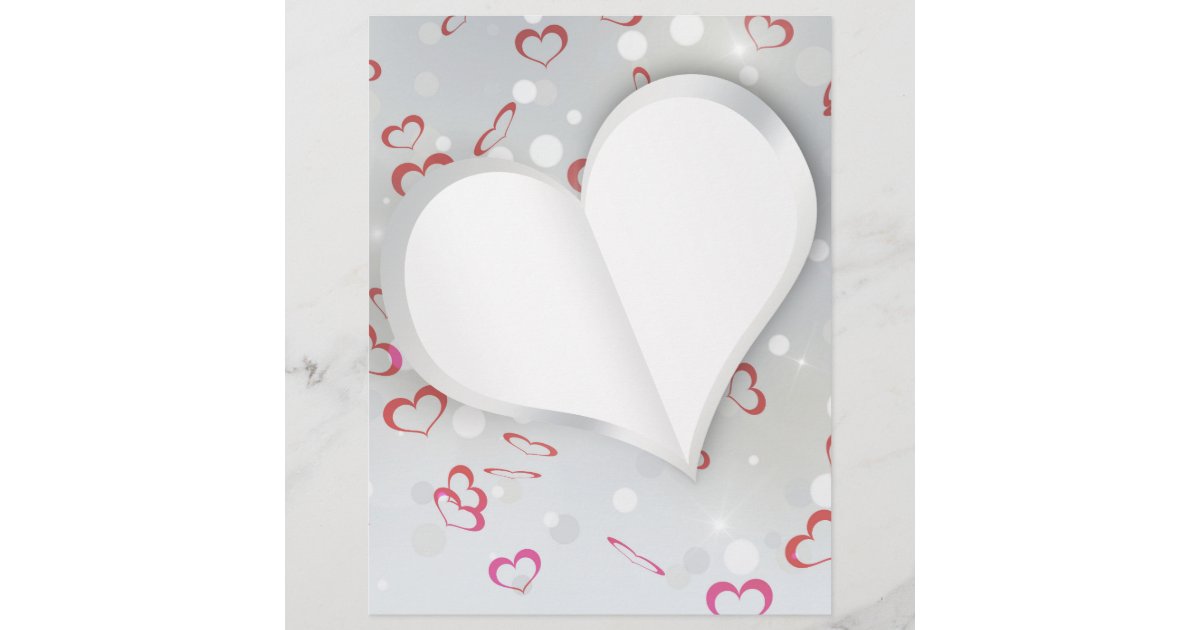 Modern Folded Paper Heart - Letterhead | Zazzle