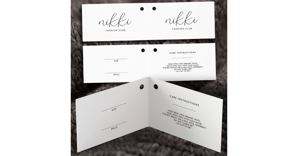 Modern Folded White Clothing Price Hang Tag | Zazzle