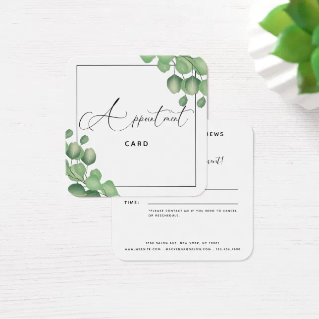 Modern Foliage Greenery Botanical Appointment Card | Zazzle