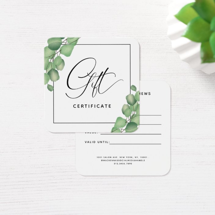 Modern Foliage Simple Botanical Greenery Gift Card | Zazzle.com