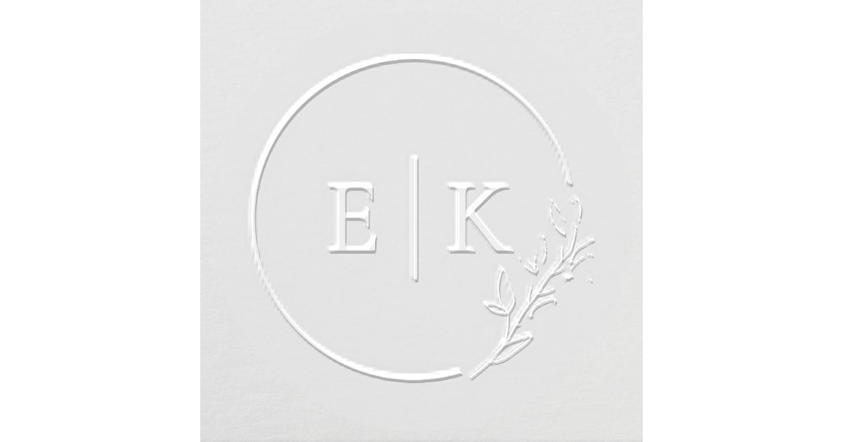 Modern Foliage Wedding Monogram Embosser | Zazzle