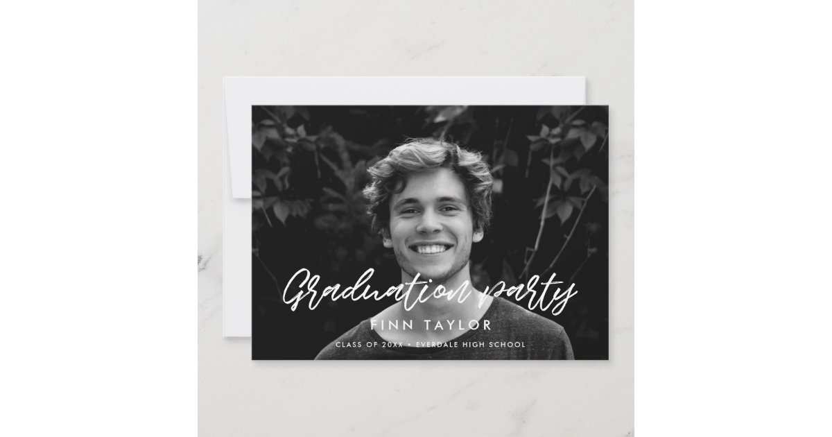 Modern font graduation party photo invitation | Zazzle